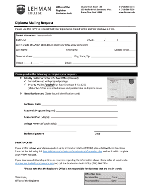 Fillable Online Office of the Registrar - Graduation Information ...