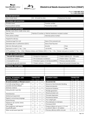 Obstetrical Needs Assessment Form (ONAF) - Providers - AmeriHealth ...