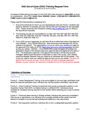 Fillable Online asc army DAU Out-of-Cycle (OOC) Training Request Form ...