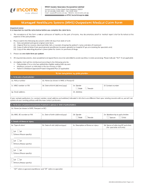Fillable Online (MHS) Outpatient Medical Claim Form - NTUC Income Fax ...