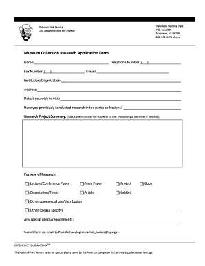 Fillable Online Museum Collection Research Application Form Fax Email ...