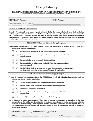 Fillable Online Checklist for Subrecipient and Vendor Determination Fax ...