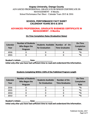 Fillable Online SCHOOL PERFORMANCE FACT SHEET - argosy.edu Fax Email ...