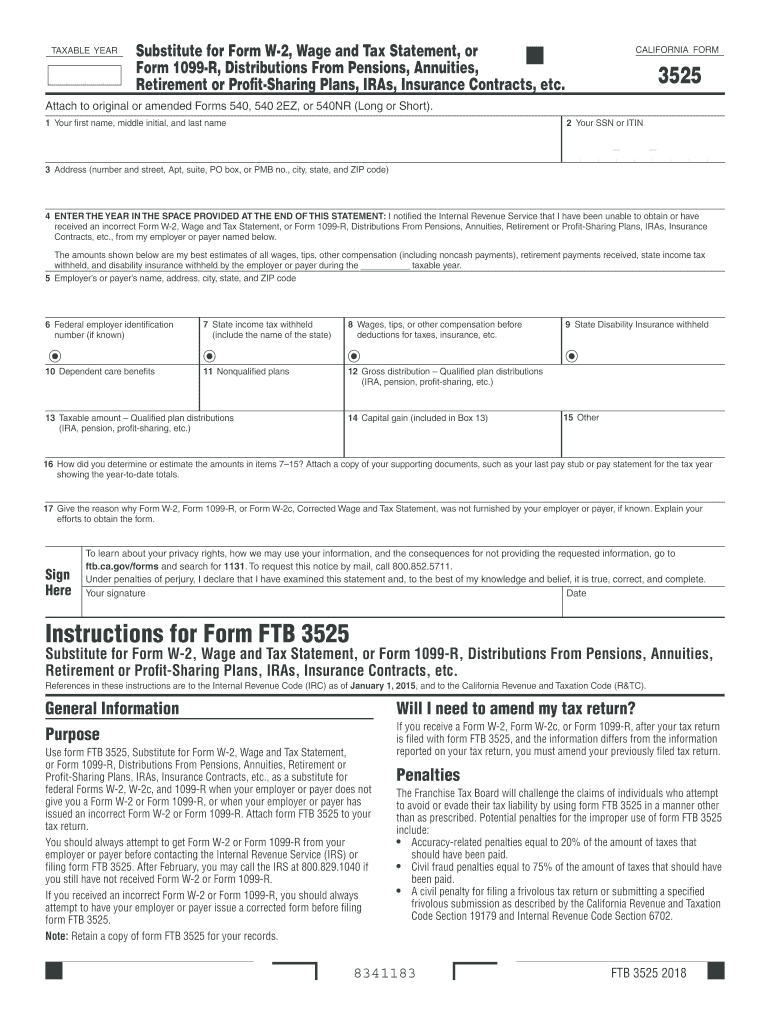 2018 Form CA FTB 3525 Fill Online Printable Fillable Blank PdfFiller