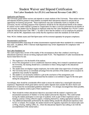 Fillable Online Student Waiver and Stipend Certification - weber.edu ...