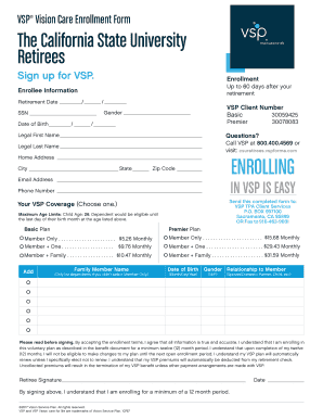 Fillable Online VSP Vision Care Enrollment Form The California State ...