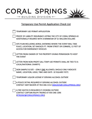 Fillable Online Temporary Use Permit Application Check List Fax Email ...