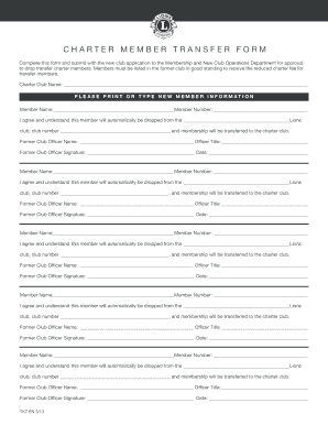 Fillable Online CHARTER MEMBER TRANSFER FORM - Lions Clubs ...