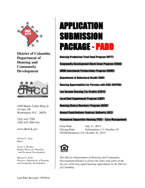 Fillable Online cfsa dc APPLICATION SUBMISSION PACKAGE - PADD Fax Email ...