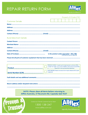 Fillable Online repair return form - Allflex Global Fax Email Print ...