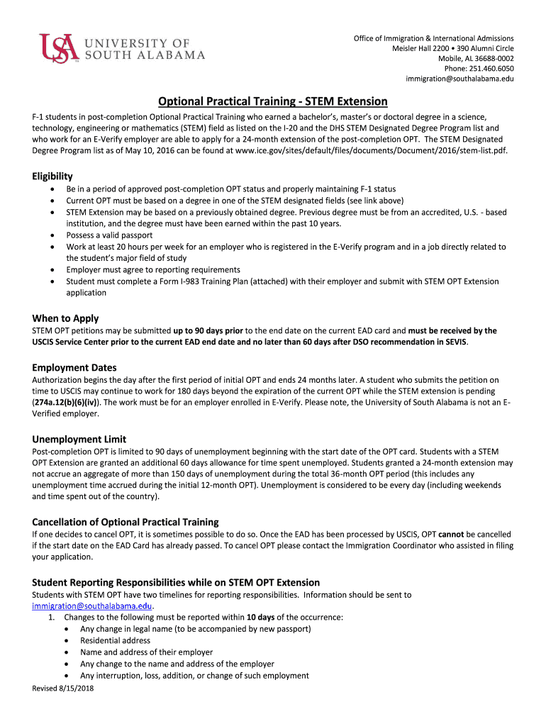 Fillable Online STEM OPT Application Packet Fax Email Print - pdfFiller