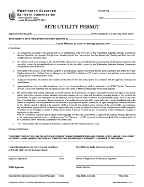 Fillable Online Site Utility Permit - wsscwater.com Fax Email Print ...