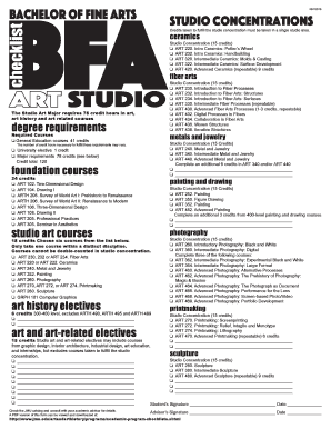 Fillable Online bachelor of FINE arts BFA checklist ceramics - jmu.edu ...