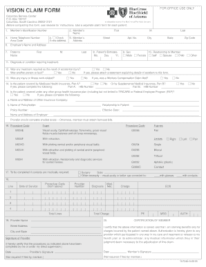 Fillable Online VISION CLAIM FORM FOR OFFICE USE ONLY Fax Email Print ...