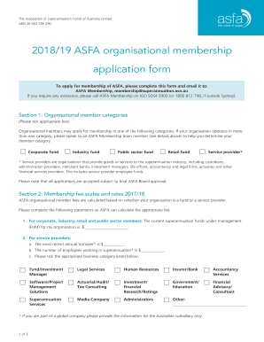 Fillable Online 2018/19 ASFA organisational membership application form ...