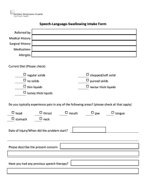 Fillable Online Speech-Language-Swallowing Intake Form Fax Email Print ...