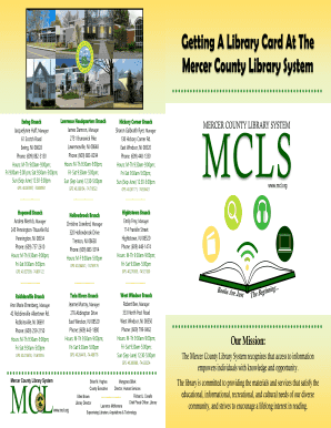 Fillable Online Getting A Library Card At The Mercer County Library ...