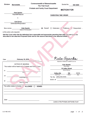 Fillable Online sample-motion-for-parenting-time-order.pdf Fax Email ...