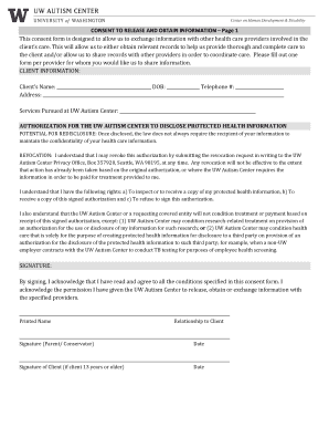 Fillable Online depts washington CONSENT TO RELEASE AND OBTAIN INFORMATION Page 1 Fax Email ...