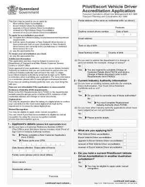 Fillable Online Pilot/Escort Vehicle Driver Accreditation Application ...