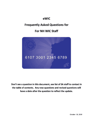 Fillable Online eWIC Frequently Asked Questions for For NH WIC Staff ...