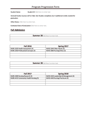 Fillable Online Program Progression Form - Fairmont State University Fax Email Print - pdfFiller
