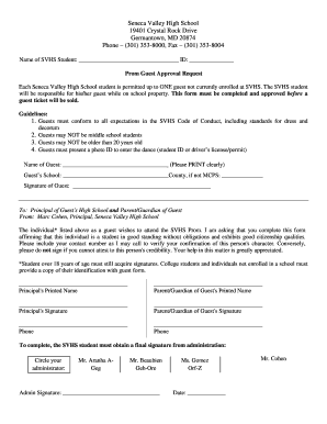 Fillable Online Prom Guest Approval Request This form must be completed ...
