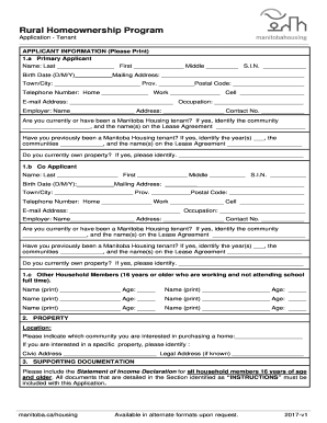 Fillable Online Rural Homeownership Program - Application - Tenant (PDF) Fax Email Print - pdfFiller