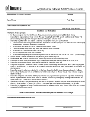 Fillable Online Application for Sidewalk Artists/Buskers Permits Fax ...