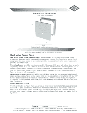 Fillable Online Dura-Ware 2898 Series Flush Valve Access Panel - Morris ...