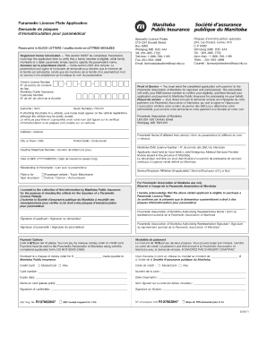 Fillable Online Paramedic Licence Plate Application - mpi.mb.ca Fax ...