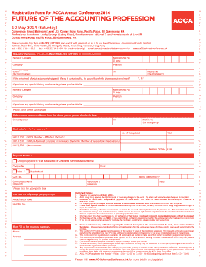 Fillable Online Registration Form for ACCA Annual Conference 2014 Fax ...