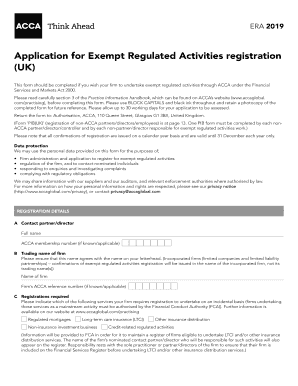Fillable Online Application for Exempt Regulated Activities registration (UK) Fax Email Print ...