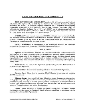 Fillable Online FINRA Historic TRACE Data Agreement Fax Email Print ...