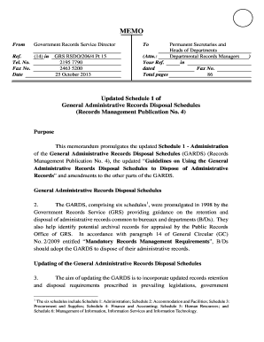 Fillable Online Updated Schedule 1 of General Administrative Records ...