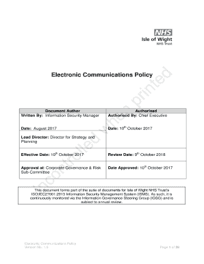 Fillable Online Electronic Communications Policy - Isle of Wight NHS Trust Fax Email Print ...