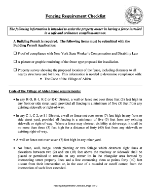 Fillable Online www2 erie Fencing Requirement Checklist.doc Fax Email ...