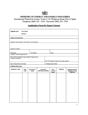 Fillable Online Application Form for Import Licence - Ministry of ...