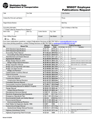 Fillable Online Pulications Request. WSDOT Employee Manual Order Form ...