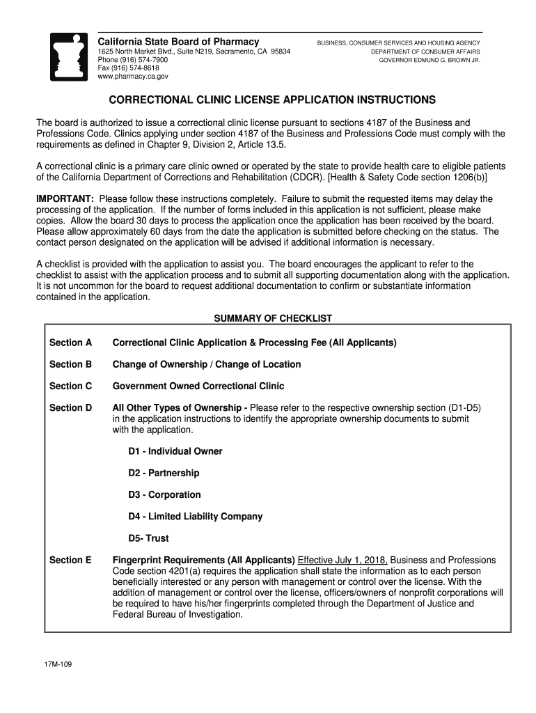 Fillable Online Correctional Clinic License Application. Correctional ...