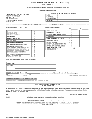 Fillable Online LOT LINE ADJUSTMENT SECURITY FORM Fax Email Print ...