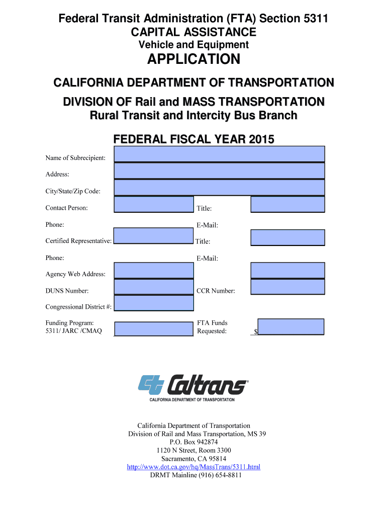 Fillable Online Federal Transit Administration (FTA) Section 5311 ...