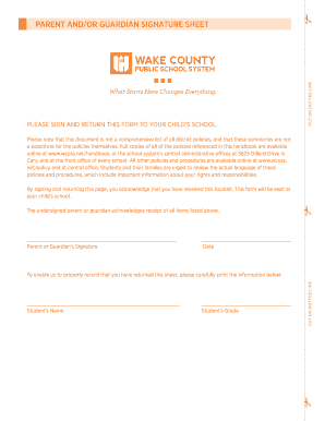 Fillable Online parent and/or guardian signature sheet - wcpss Fax ...