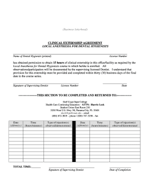 Fillable Online Clinical Externship Agreement - Local Anesthesia for Dental Hygienists Fax Email ...