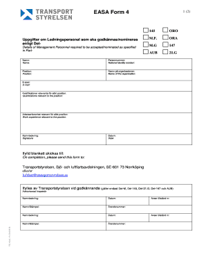 Fillable Online EASA Form 4 1 (2) - transportstyrelsen.se Fax Email ...