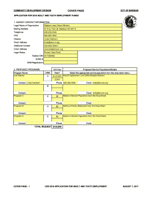 Fillable Online COMMUNITY DEVELOPMENT DIVISION COVER PAGE Fax Email ...