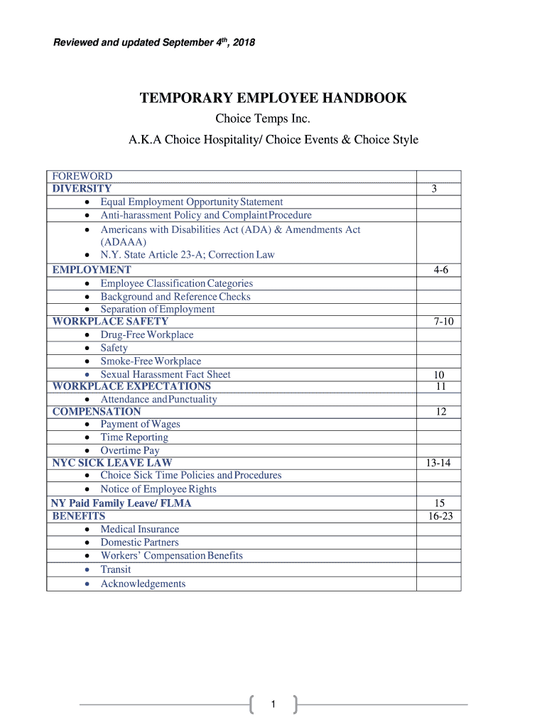 Fillable Online Choice Temps Inc. A.K.A Choice Hospitality/ Choice ...