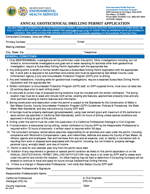 Fillable Online ANNUAL GEOTECHNICAL DRILLING PERMIT APPLICATION Fax ...