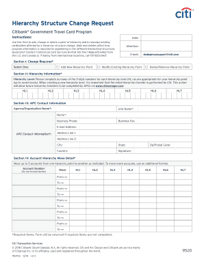 Fillable Online Hierarchy Structure Change Request - citibank.com Fax ...