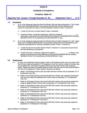 Fillable Online Exhibit B Certificate of Compliance Company: Apple Inc ...